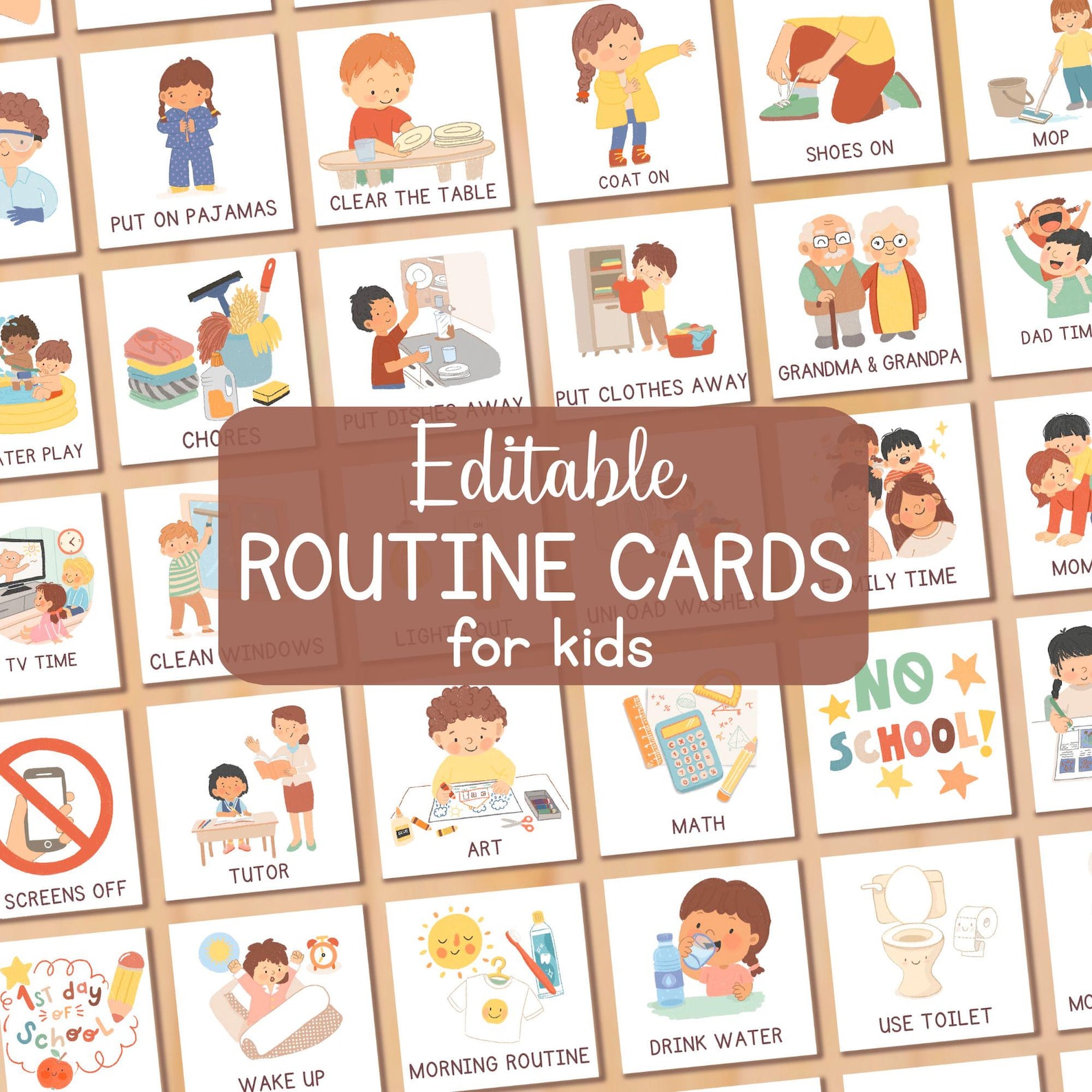 Editable Routine Cards for Kids Daily Rhythm Visual Schedule Printable ...