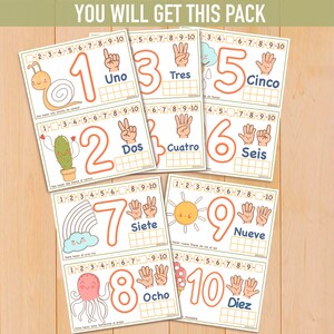 Spanish Numbers Play Dough Mats Fine Motor Skills Counting Preschool ...