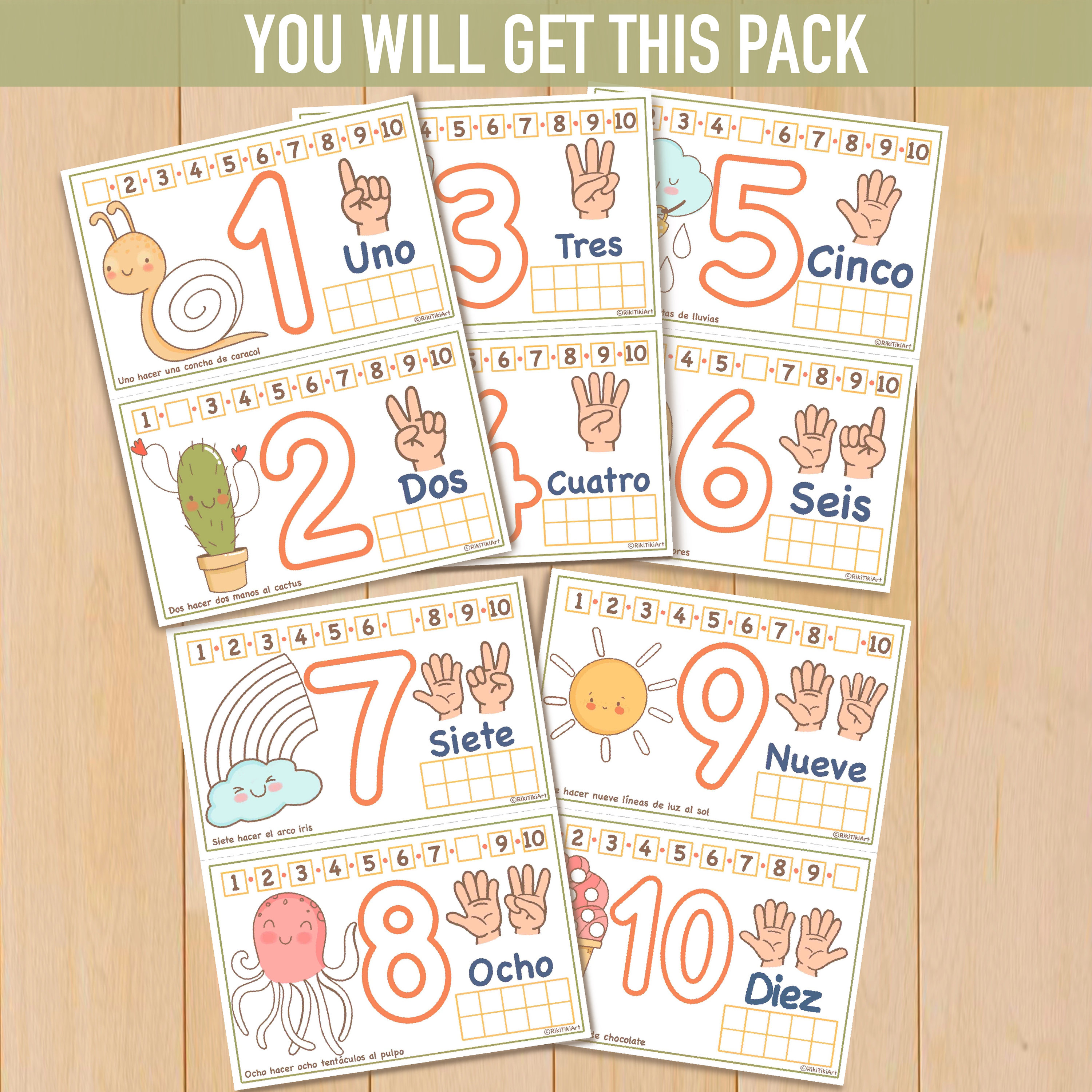 Spanish Numbers Play Dough Mats Fine Motor Skills Counting Preschool ...