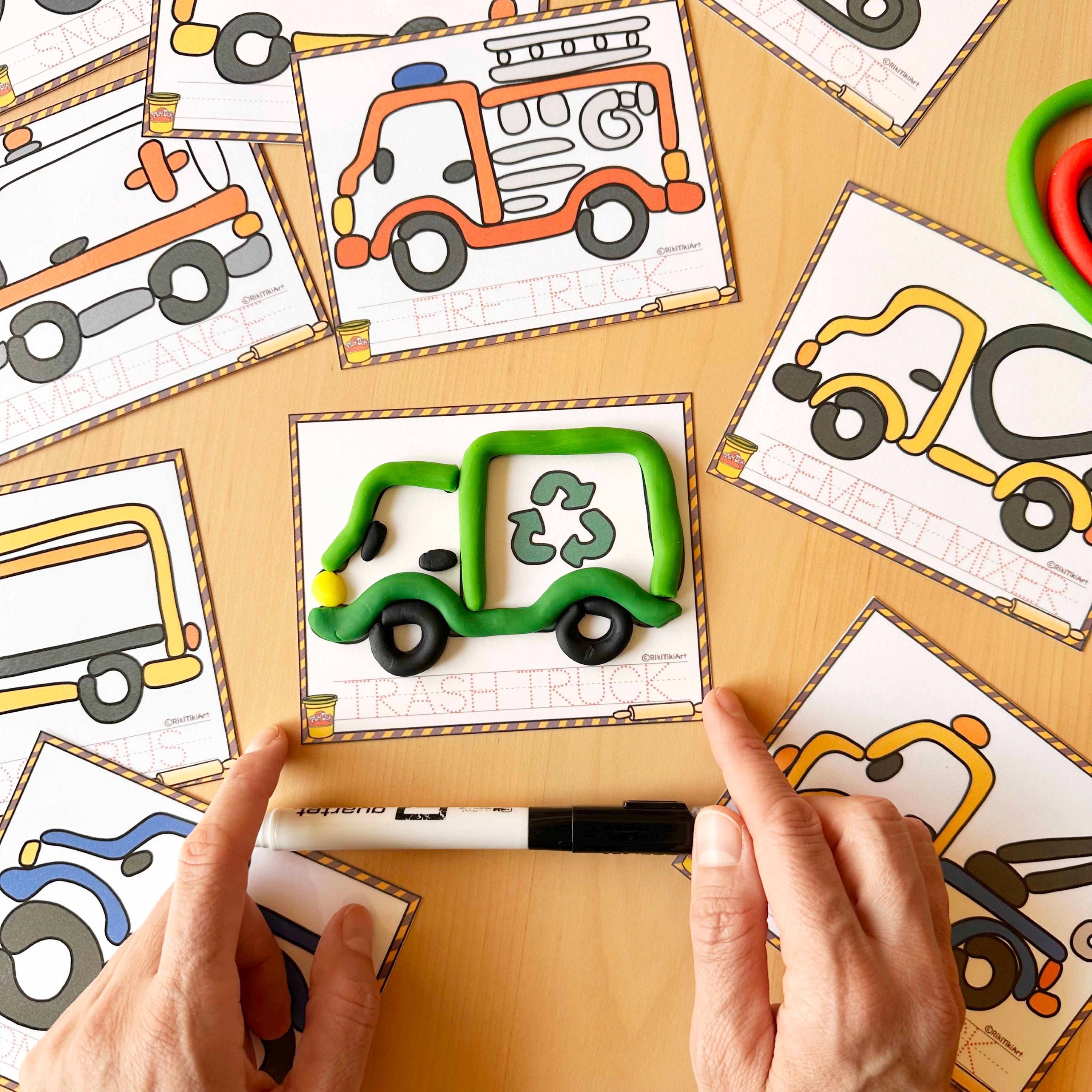 City Service Vehicles Play Dough Mats, Community Vehicles Playdough ...