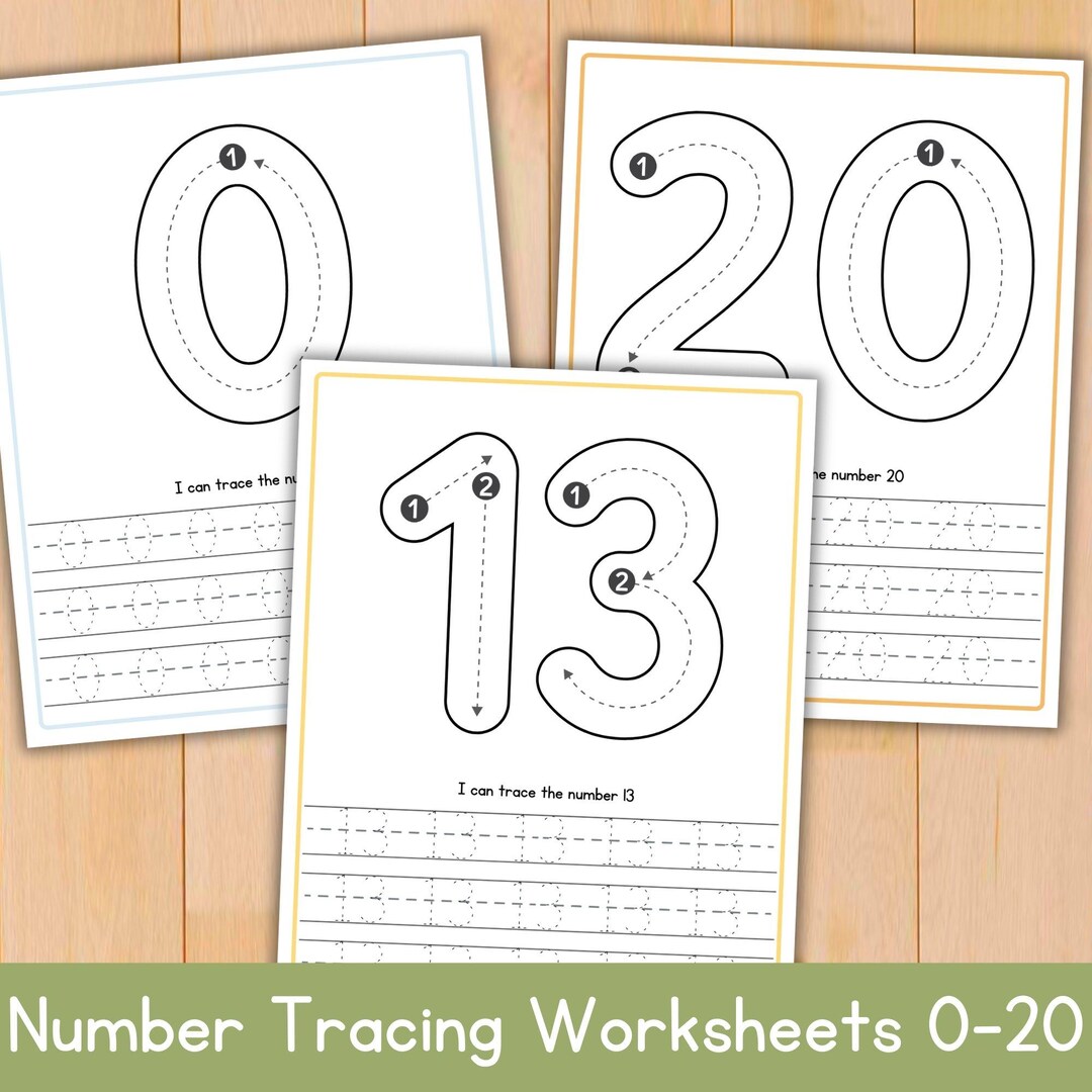Number Tracing Worksheets 0-20: Preschool Handwriting Practice (digital ...