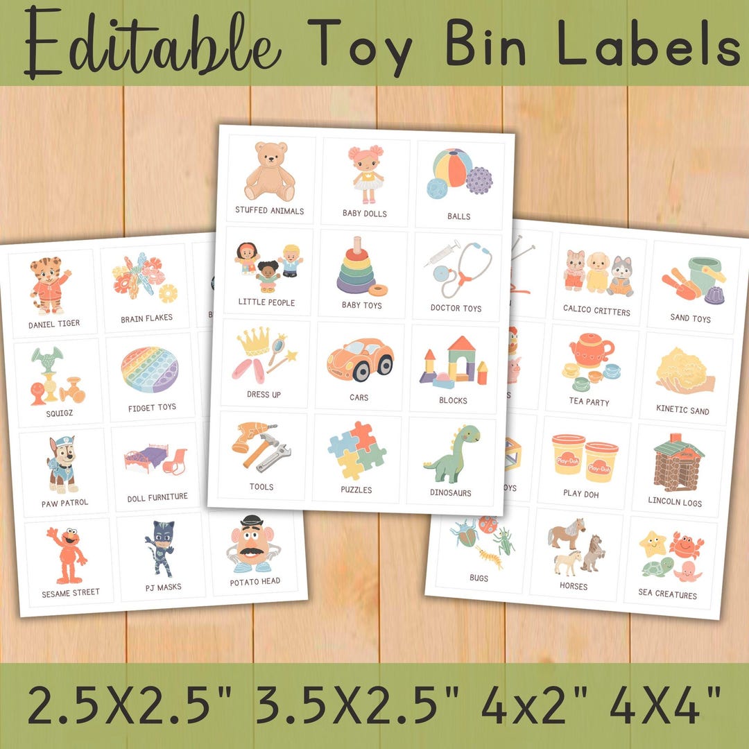 Toy Bin Labels Editable Toy Storage Labels Daycare Trofast Labels ...