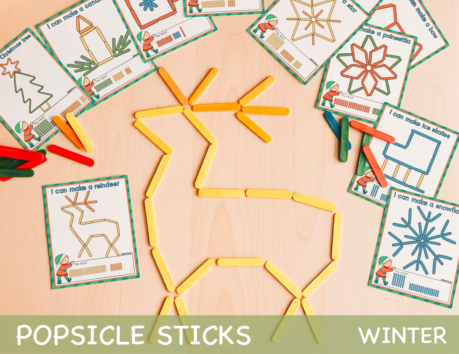 Winter Popsicle Sticks Mats Printable Christmas Activities for Kids ...