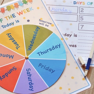 Days of the Week Wheel, Printable Montessori Calendar, Toddler ...