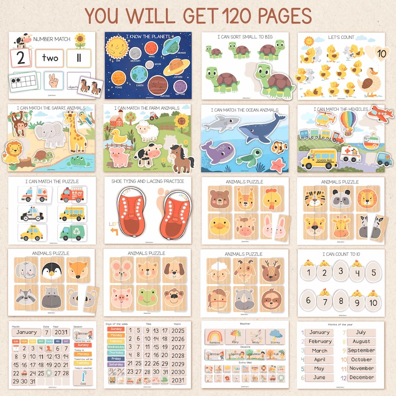 Montessori Busy Book Preschool Activity Book, Printable Toddler ...