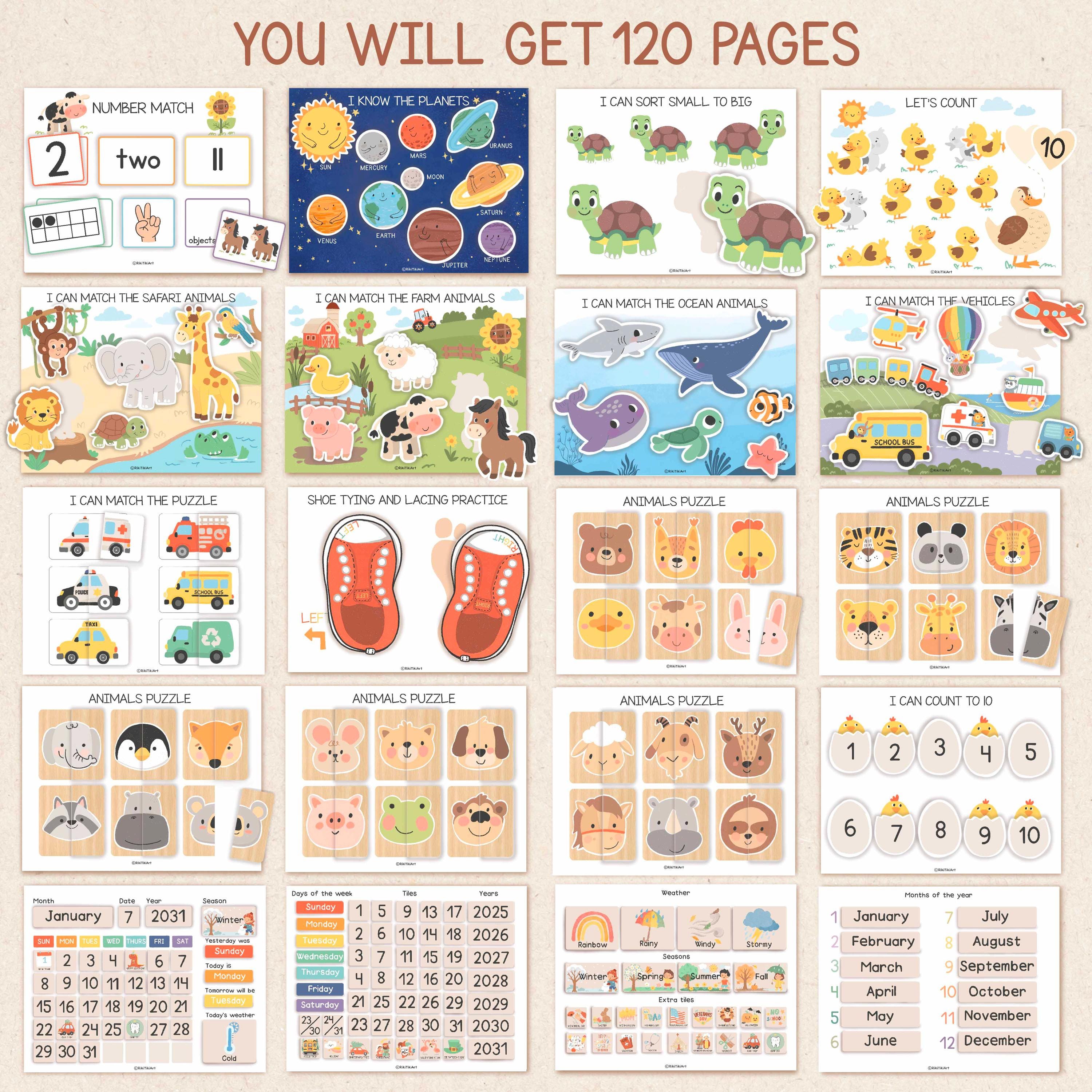 Montessori Busy Book Preschool Activity Book, Printable Toddler ...