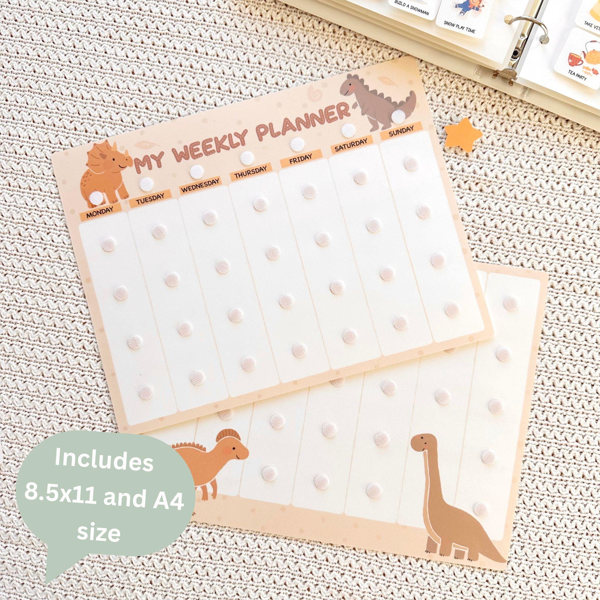 Toddler Routine Chart Dinosaur Visual Schedule, Editable Weekly Planner ...