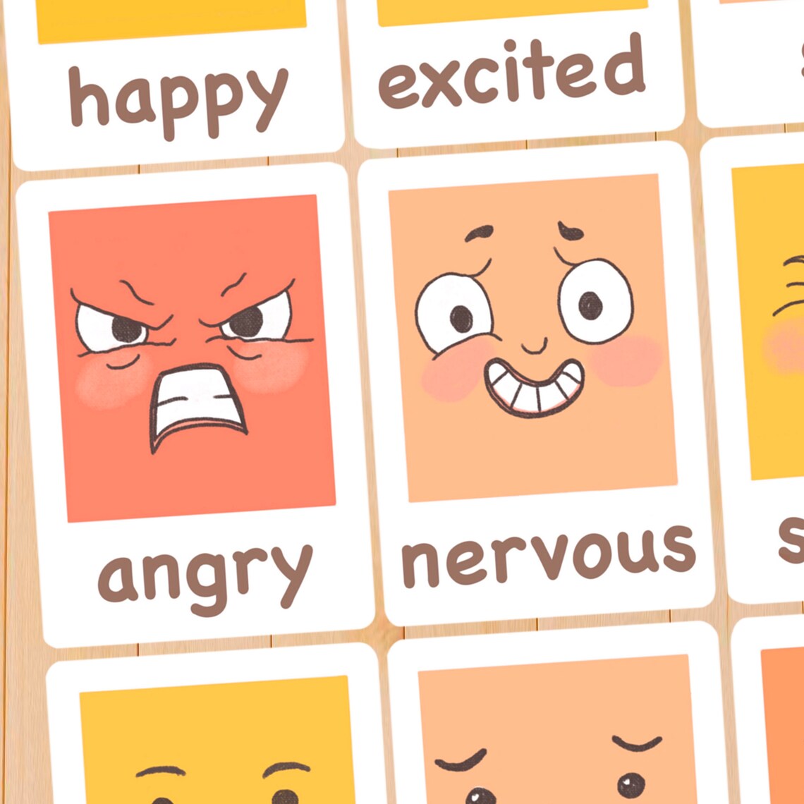 Emotions Flash Cards Montessori Printable Preschool - Etsy