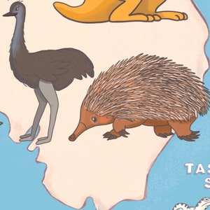 Australia Map Print Playroom Wall Decor Australian Continent Map for ...