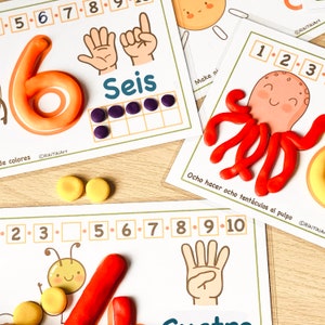 Spanish Numbers Play Dough Mats Fine Motor Skills Counting Preschool ...