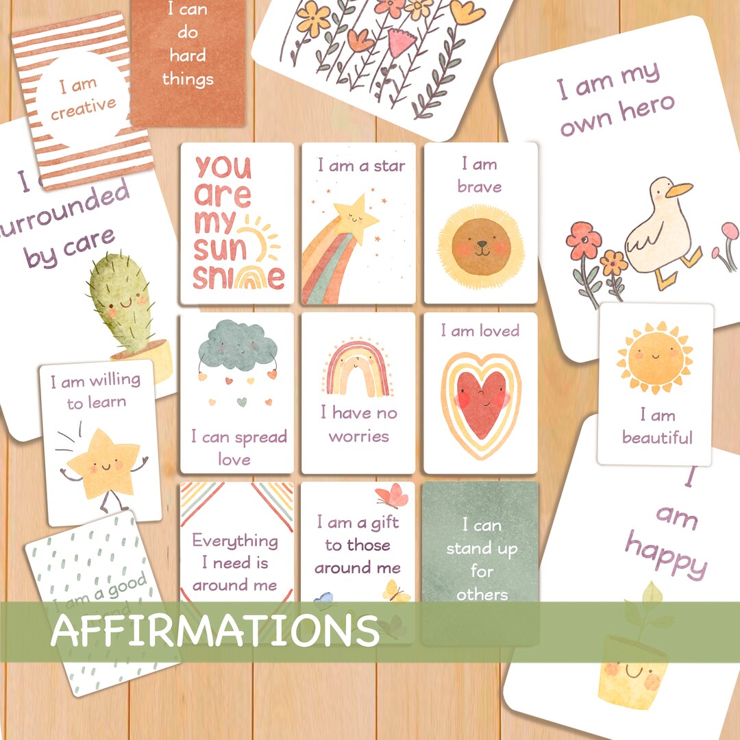 24 Positive Affirmation Cards for Kids Printable Nursery Decor Quotes ...