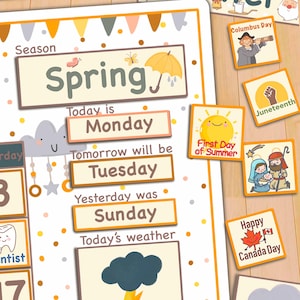 Printable Wall Calendar for Kids Classroom Perpetual Calendar Morning ...