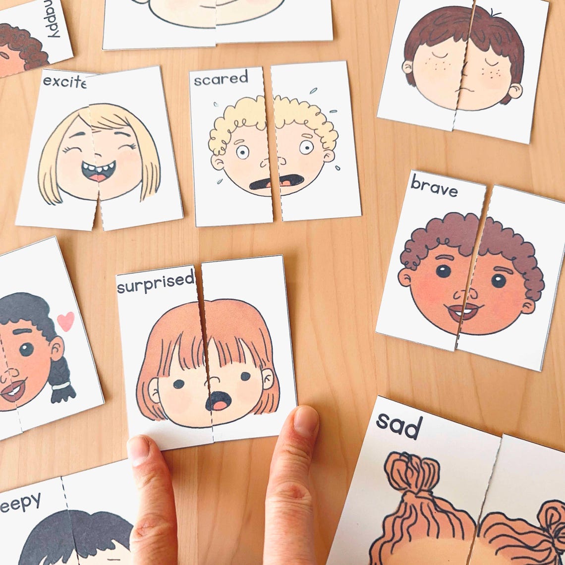 Find a Pair Emotions Puzzles - Printable Emotion Matching Cards ...