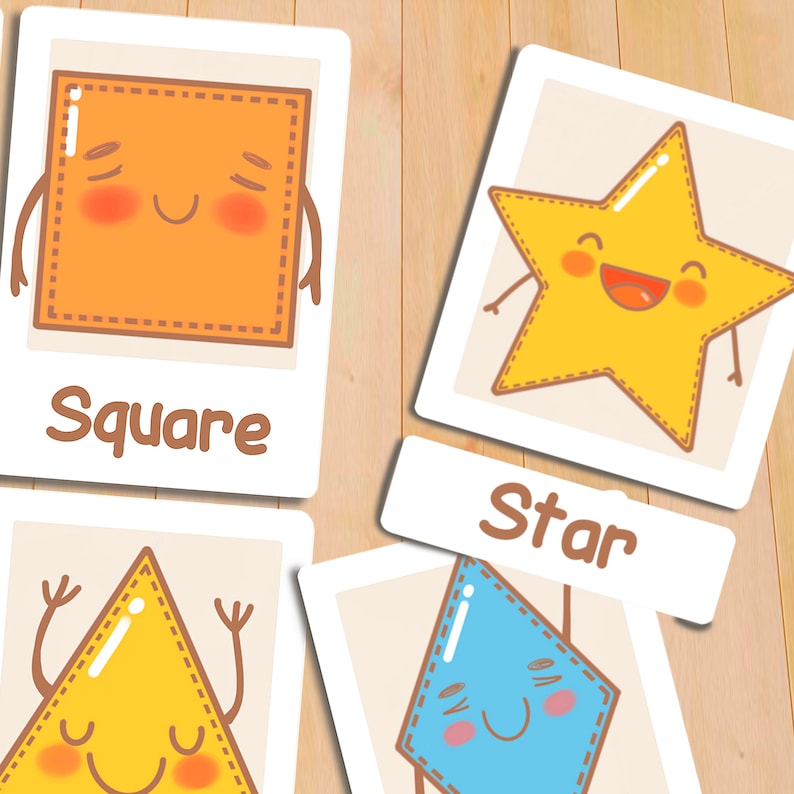Geometric Shapes Flash Cards Printable Montessori Materials - Etsy