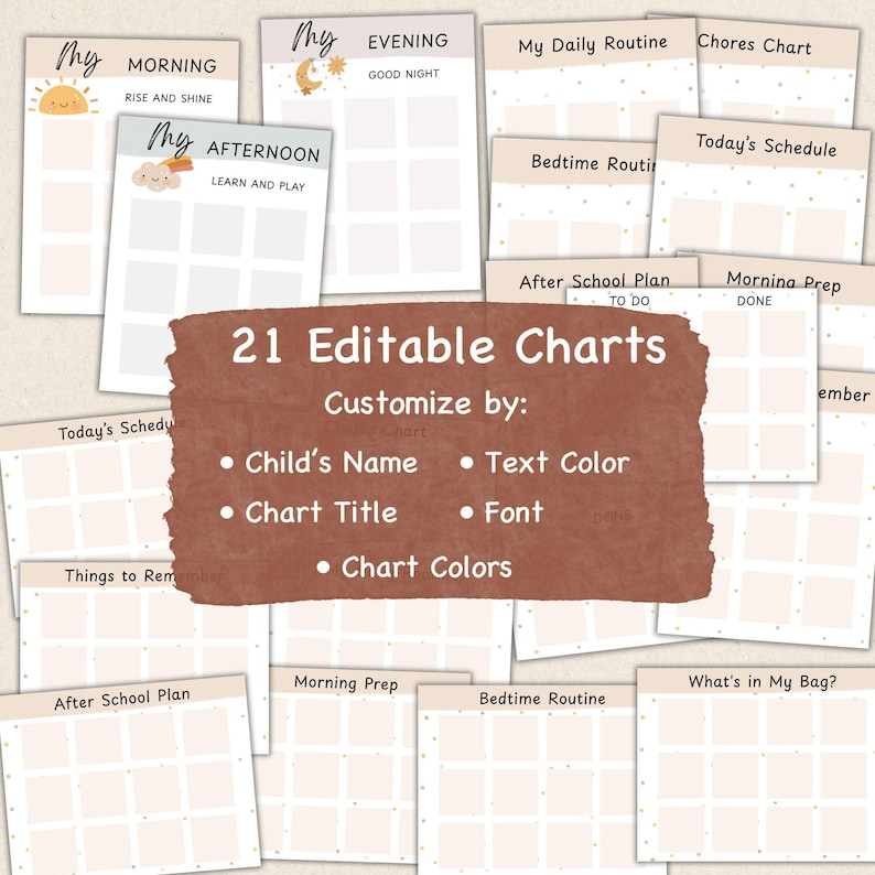 Toddler Routine Chart Visual Schedule, Editable Daily Routine Cards for ...