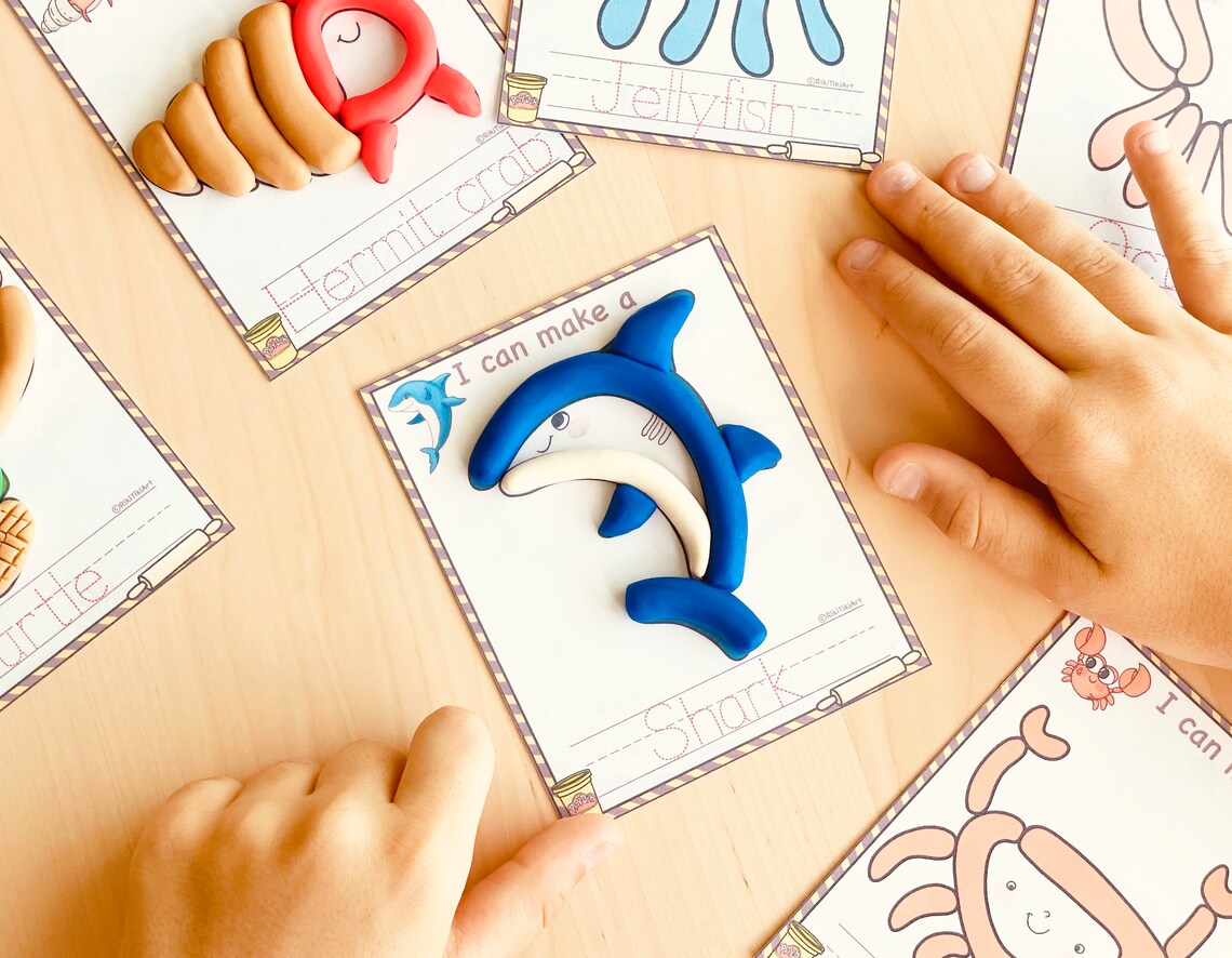Ocean Animals Play Dough Mats Fine Motor Skills Preschool Kindergarten ...