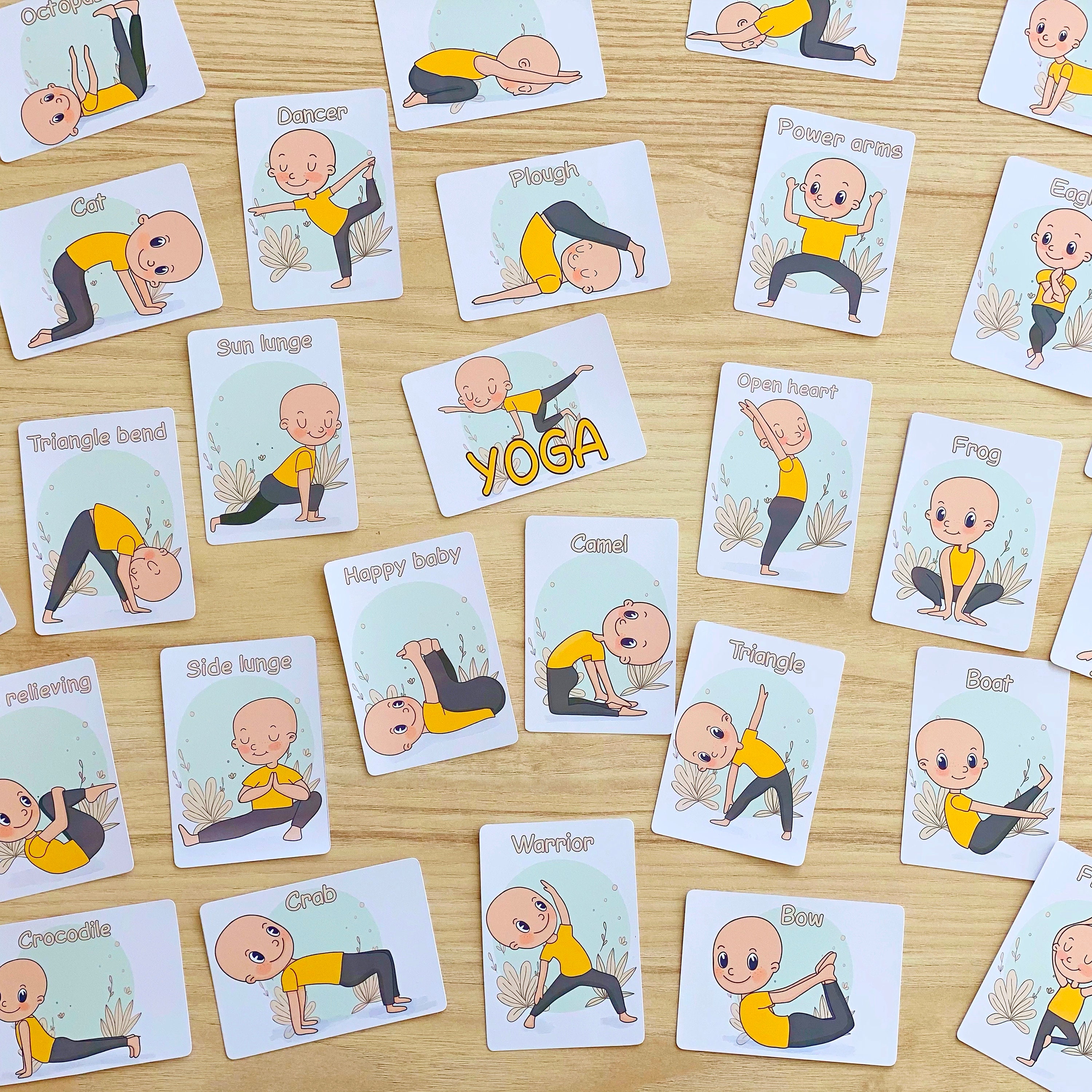 Kids Yoga Poses Flash Cards Yoga Routine Montessori Cards | Etsy