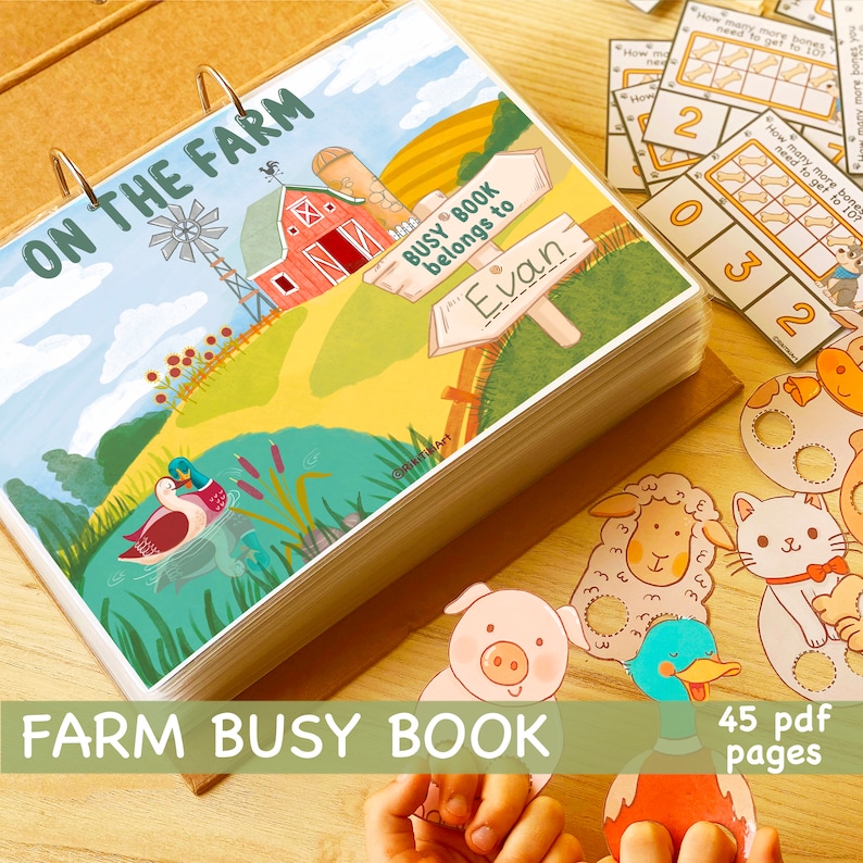 Farm Busy Book Printable Toddler Activities Montessori Homeschool ...