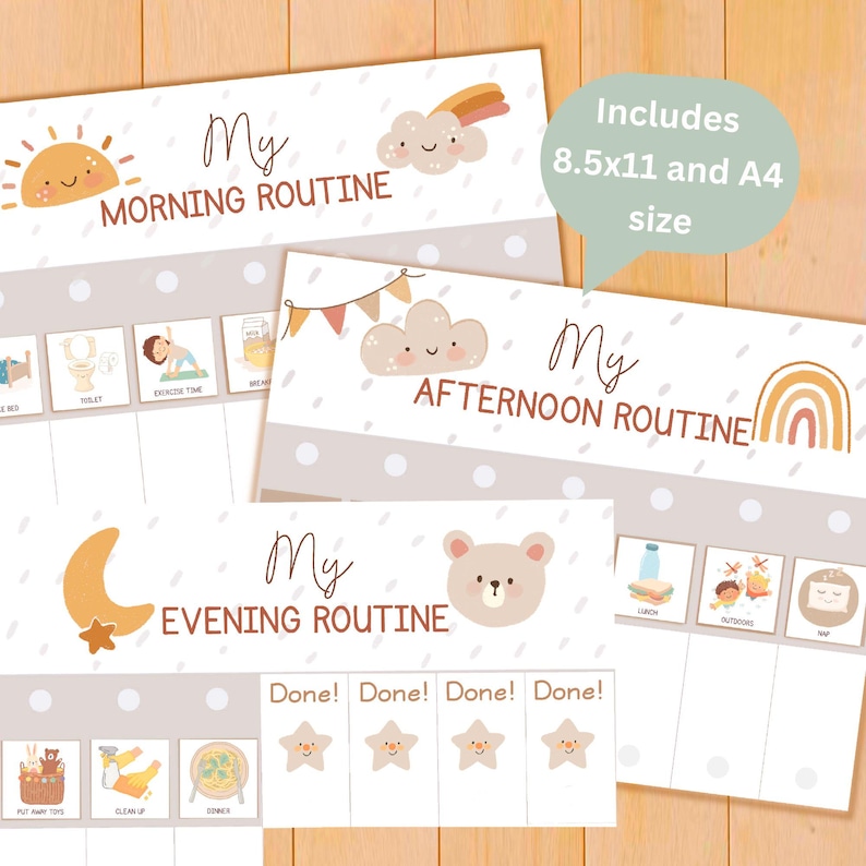 Routine Flip Chart Editable Chore Chart Morning Routine Bedtime Routine ...