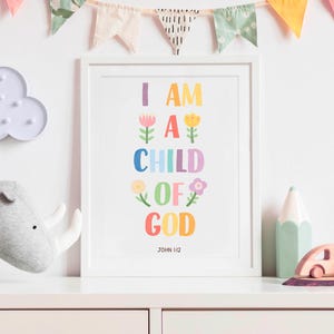 I Am A Child of God Poster Christian Nursery Decor Playroom Bible Verse ...