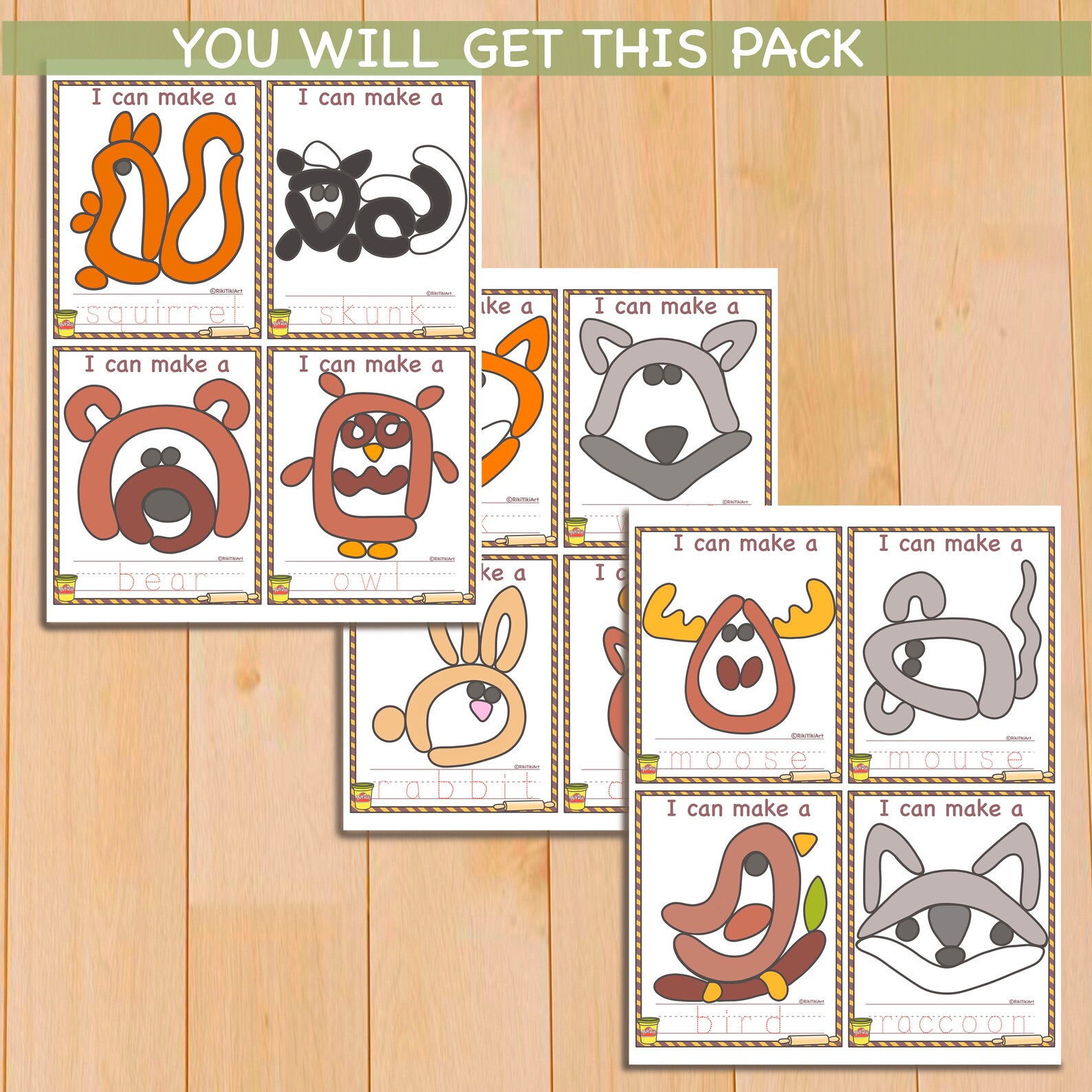 Forest Animals Play Doh Mats Visual Cards Printable Play - Etsy