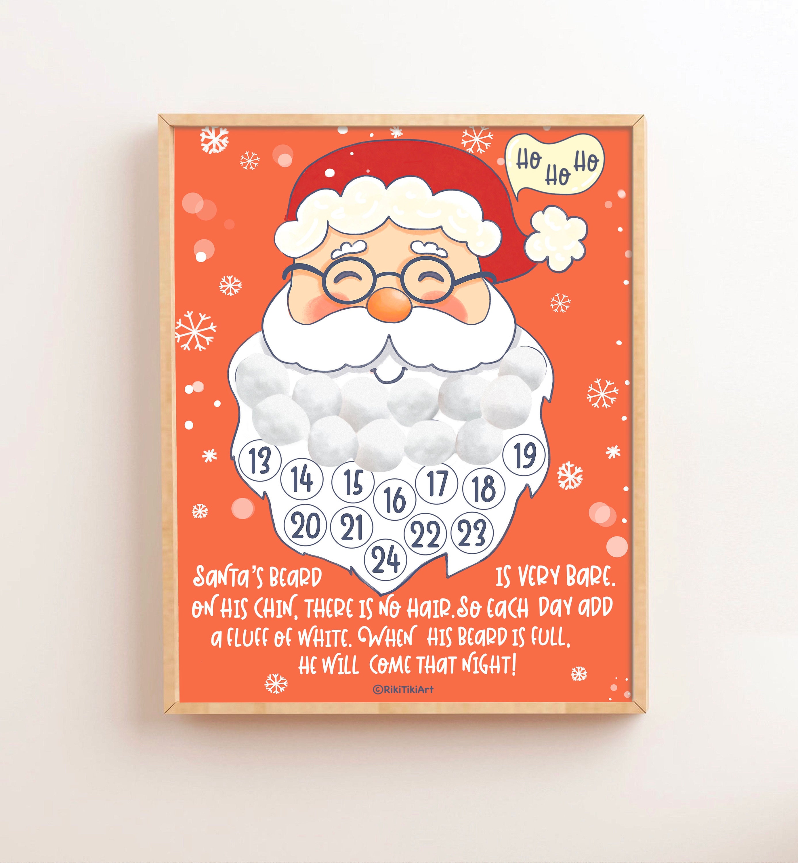 Printable Advent Calendar Santa Beard Countdown Calendar - Etsy