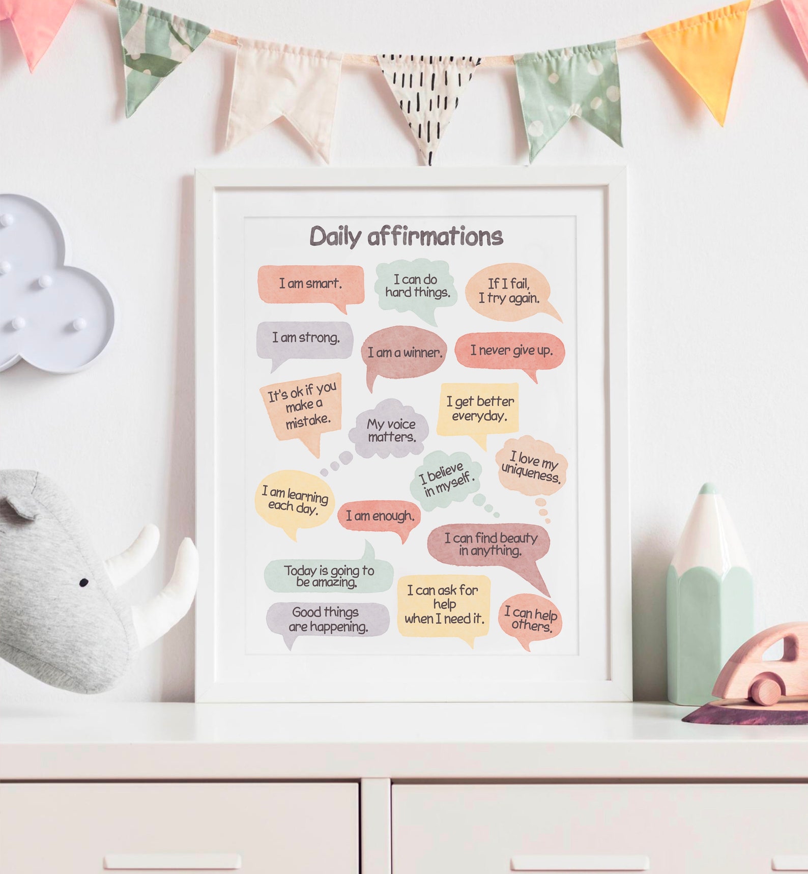 Daily Affirmations Montessori Poster Playroom Wall Decor - Etsy