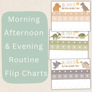 Dinosaur Routine Chart - Toddler Flip Chart 210 Routine Labels ...