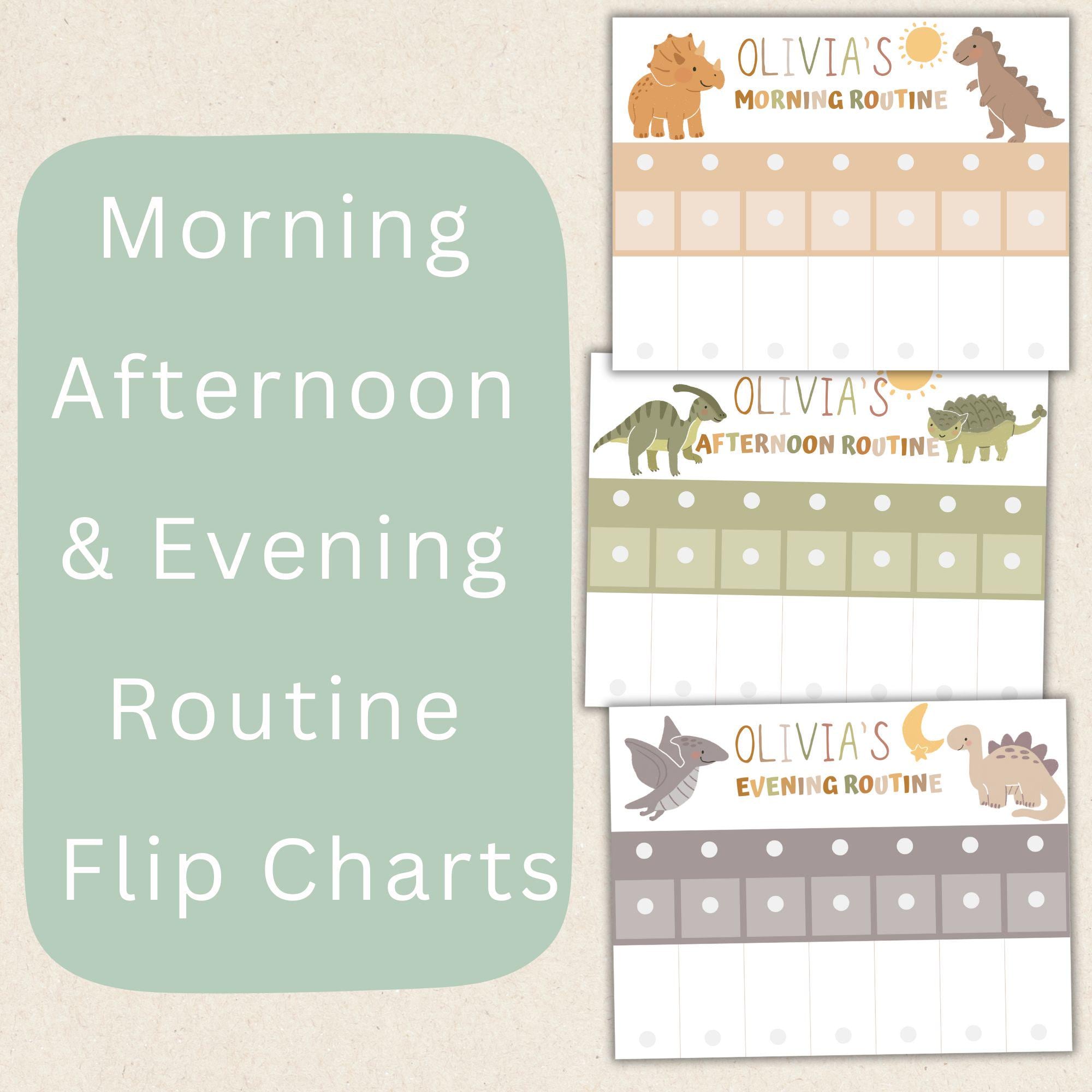 Dinosaur Routine Chart - Toddler Flip Chart 210 Routine Labels ...