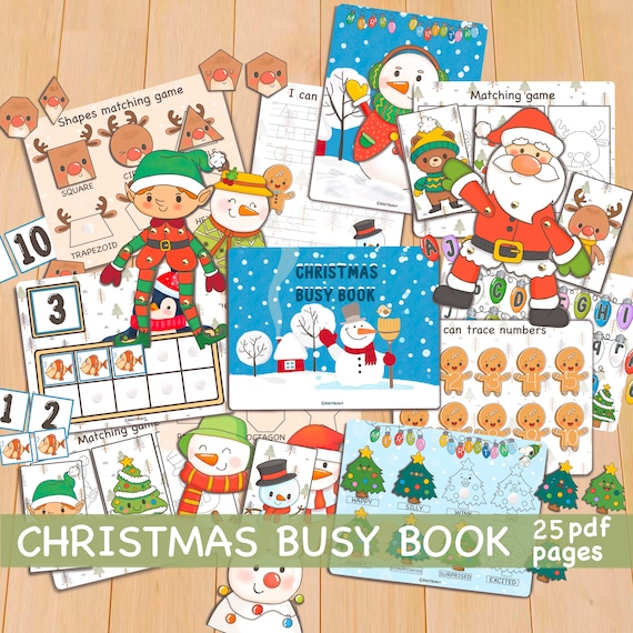 Christmas Busy Book for Toddler Printable Homeschool Resources | Etsy