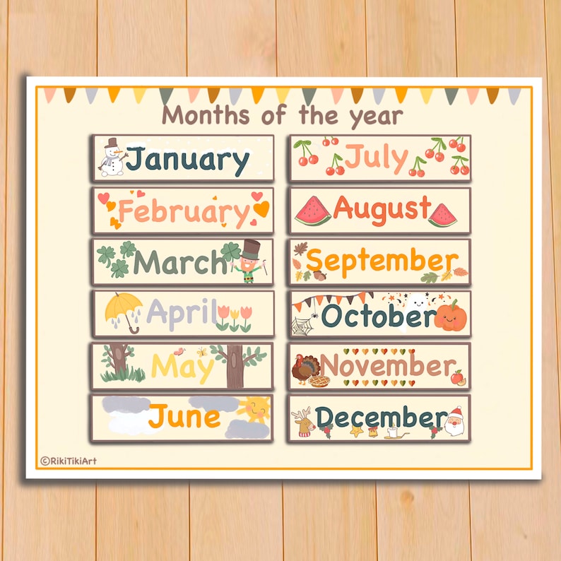 Printable Wall Calendar for Kids Classroom Perpetual Calendar - Etsy
