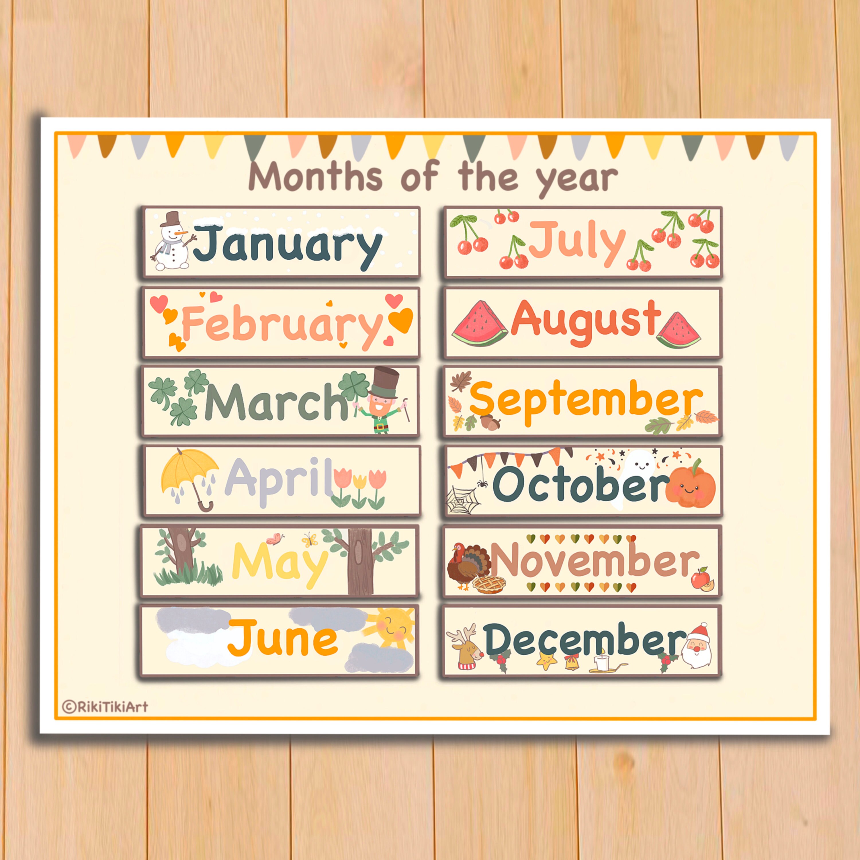 Printable Wall Calendar for Kids Classroom Perpetual Calendar | Etsy Canada