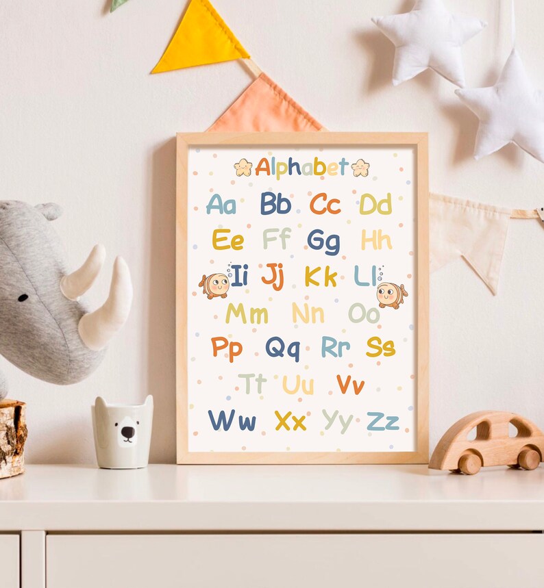Set of 2 Prints Alphabet and Numbers Poster Ocean Themed | Etsy