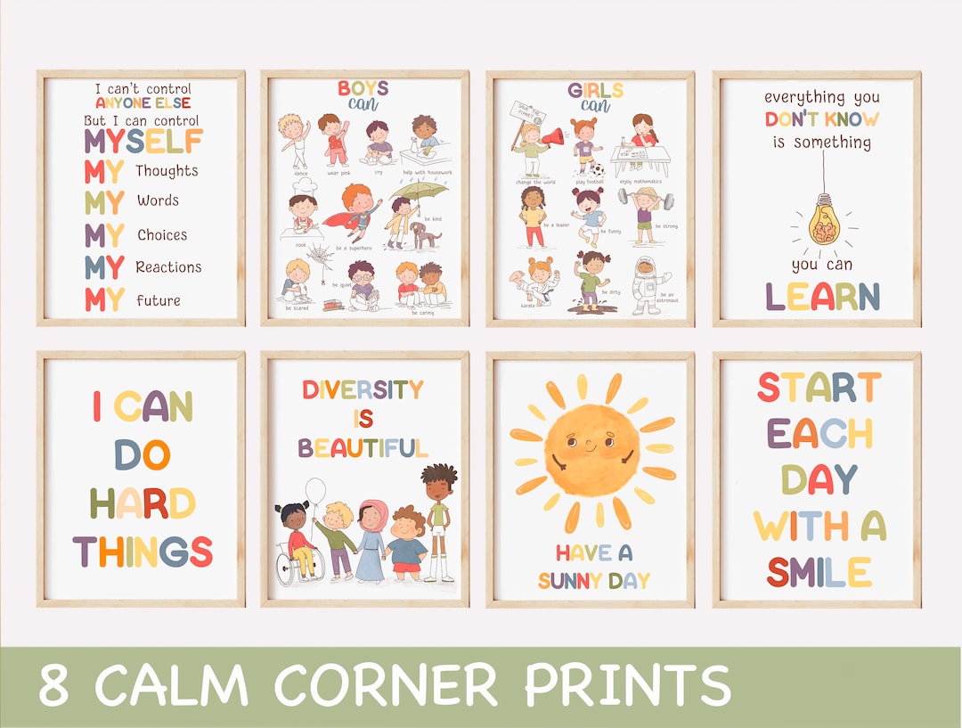 Set of 8 Calm Down Posters School Counselor Therapy Office - Etsy