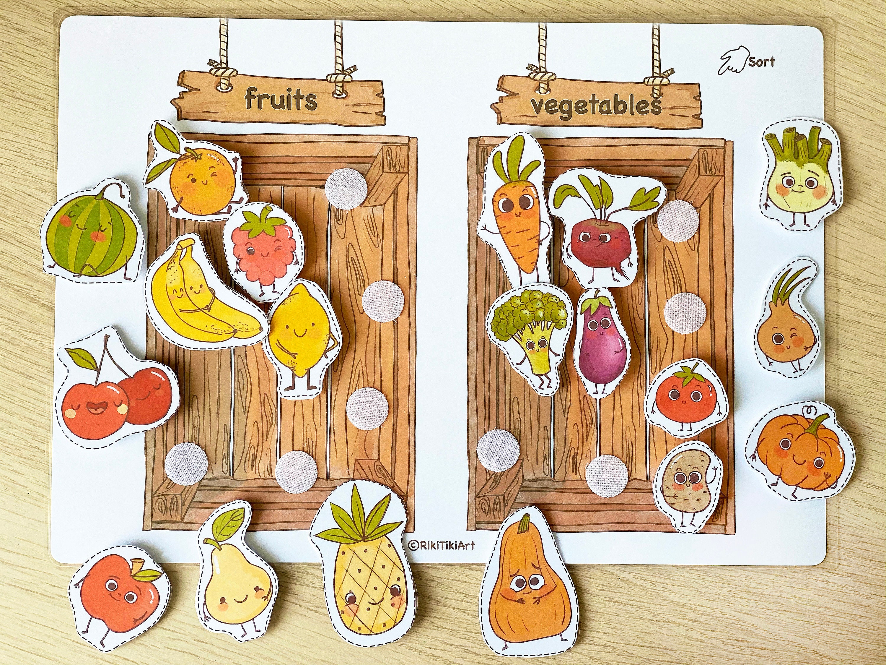 Fruits and Vegetables Sorting Activity Educational Preschool Worksheets ...