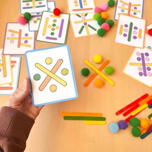 Popsicle Stick and Pom Pom Activity Fine Motor Skills Color Sorting ...