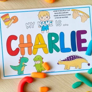 Play Dough Name Mat Personalized Montessori Fine Motor Skills Busy ...