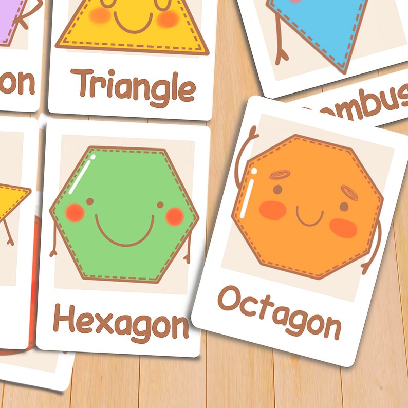 Geometric Shapes Flash Cards Printable Montessori Materials - Etsy