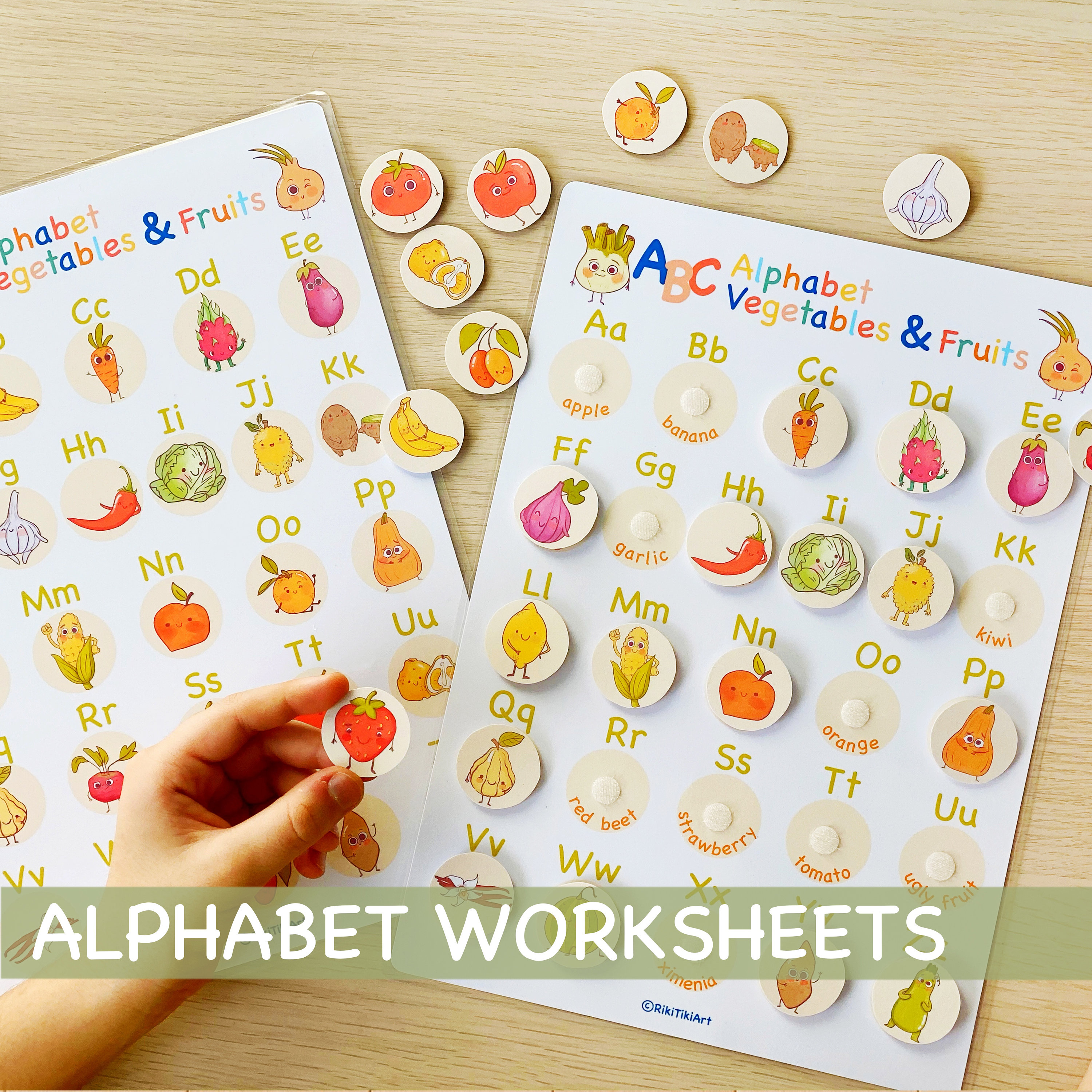 Fruits and Vegetables Alphabet Worksheets Beginning Sounds | Etsy Canada