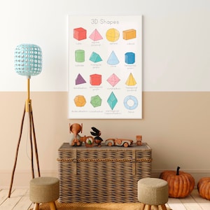 3D Shapes Poster Vibrant Rainbow Math Classroom Decor Homeschool ...
