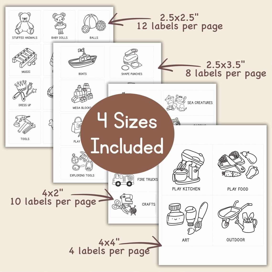 Editable Toy Bin Labels Daycare Playroom B&W Toy Storage Labels ...