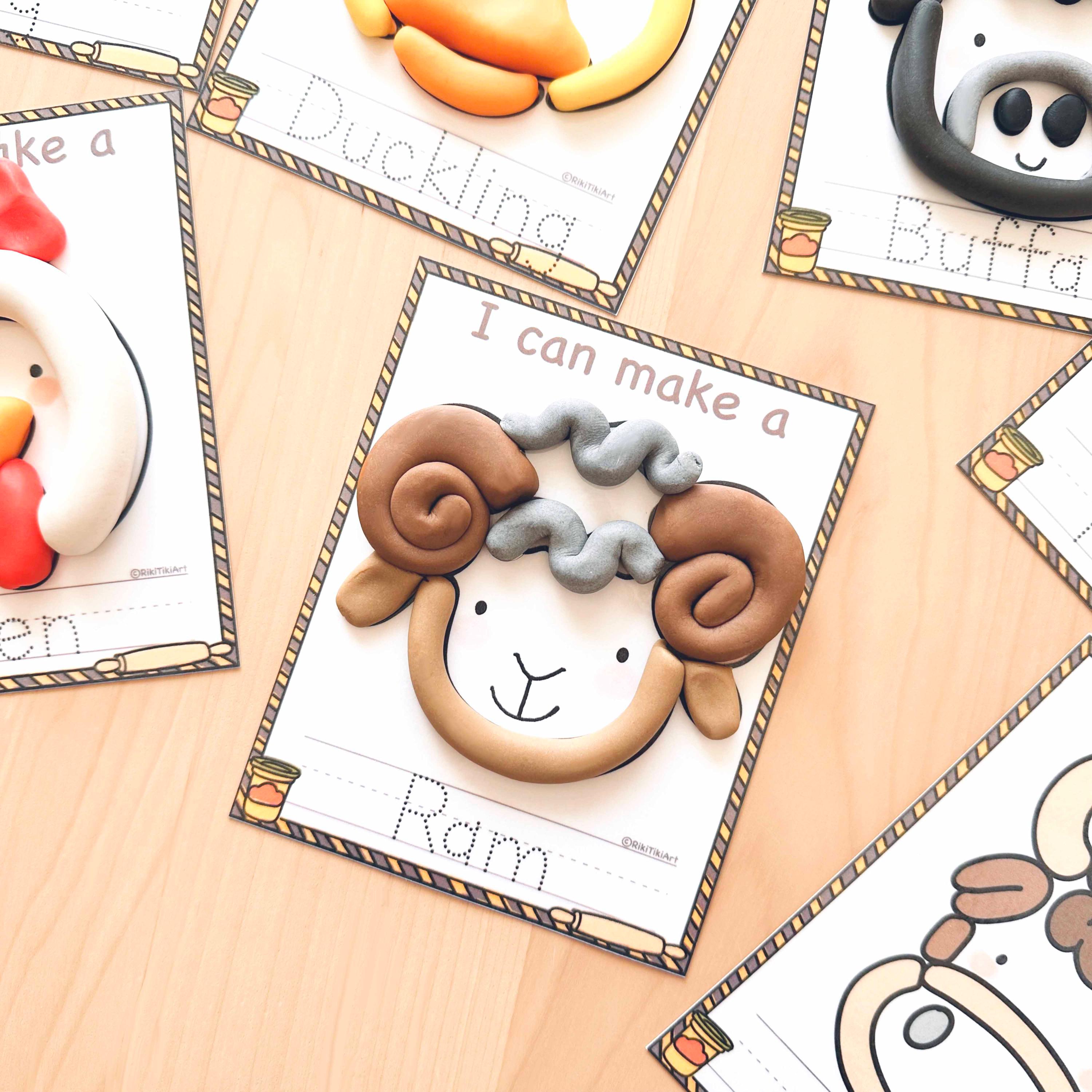 Farm Animals Playdough Mats Fine Motor Skills Activity Visual Cards ...
