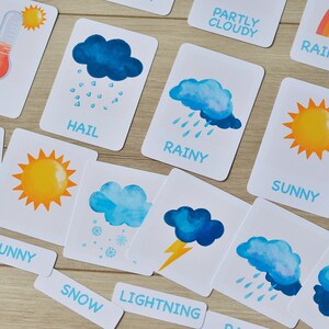 Weather Flashcards, Homeschool Montessori Materials, Toddler Flash ...