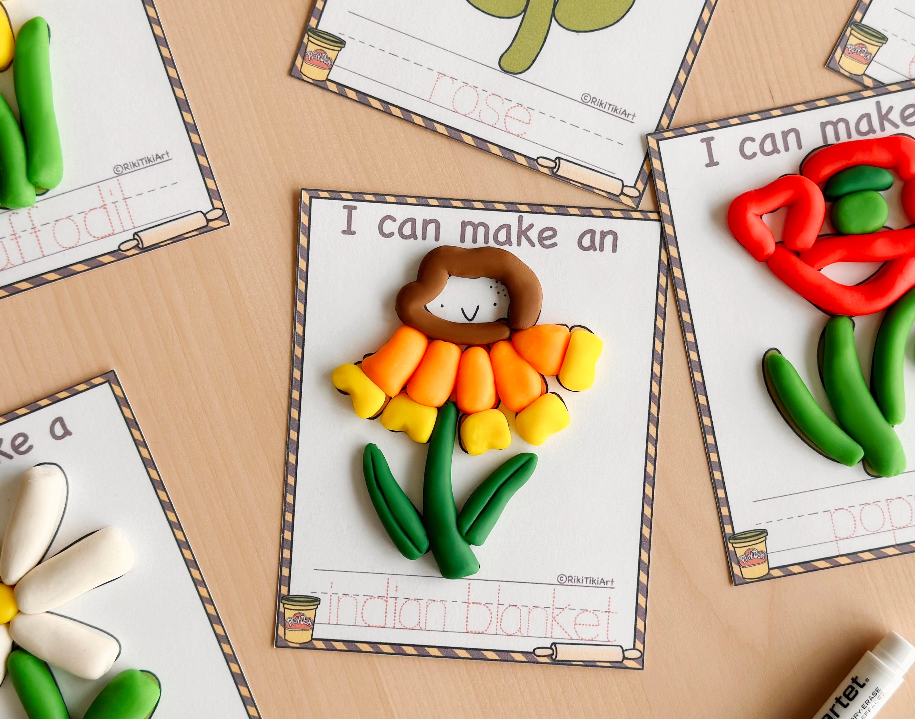 Flowers Play Dough Mats Fine Motor Skills Preschool Toddlers Activity ...