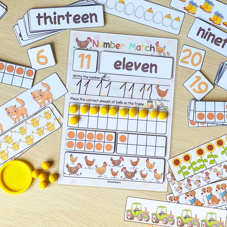 Number Matching Activity 1 to 20 Montessori Counting Practice - Etsy