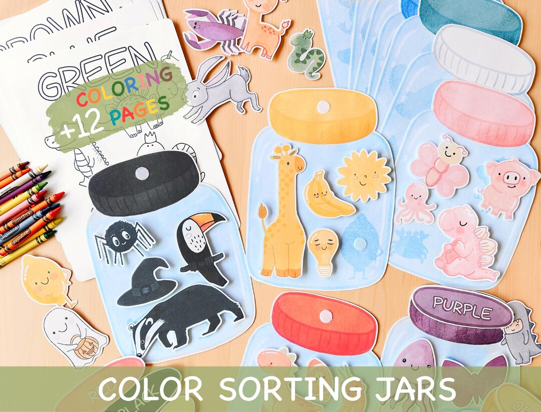 Color Matching Activities Vs Coloring Pages, Color Sorting Jars ...