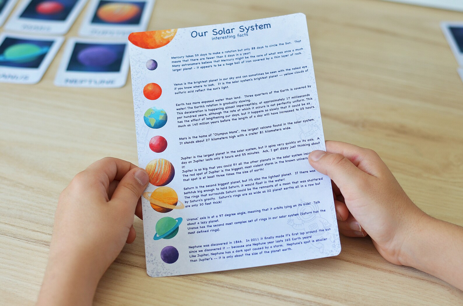 Solar System Flashcards Printable Montessori Materials | Etsy