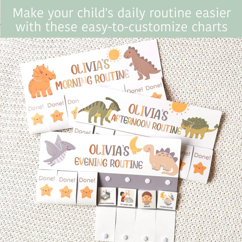 Dinosaur Routine Chart - Toddler Flip Chart 210 Routine Labels ...