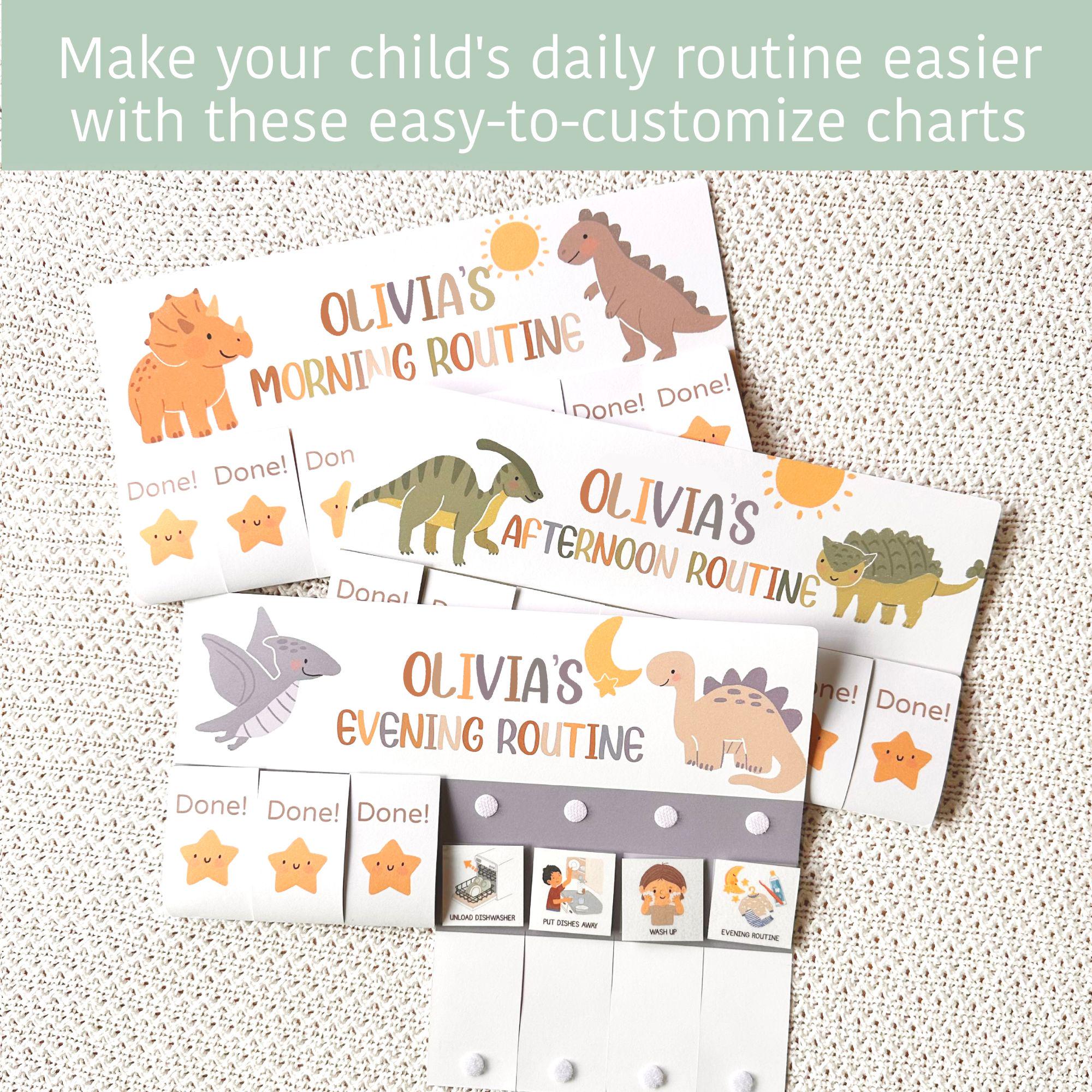 Dinosaur Routine Chart - Toddler Flip Chart 210 Routine Labels ...