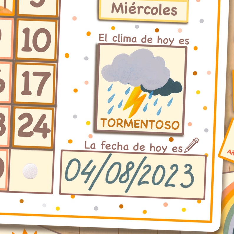 Spanish Calendar for Kids Printable Perpetual Calendar for Toddlers ...
